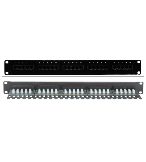 BNET 25 PORT VOICE PATCH PANEL 19‘‘/1U BLACK WITH 25x RJ45 JACKS CAT 3 ...