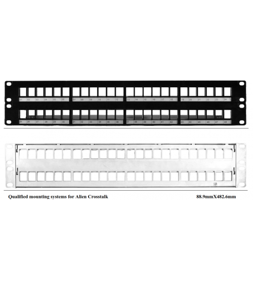 BNET 48 PORT PATCH PANEL 19"/2U BLACK FOR 48x RJ45 KEYSTONE MODULES UTP ...