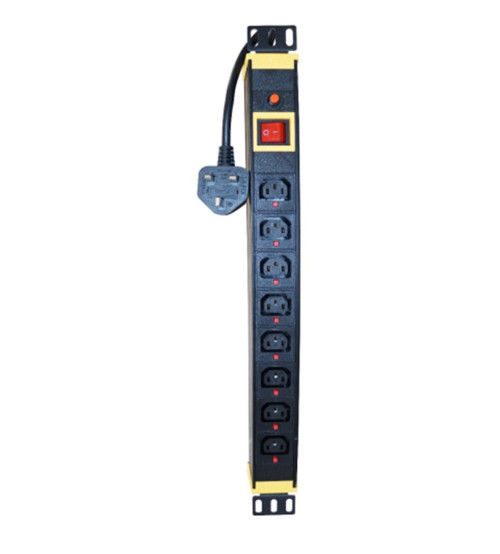 SAFIX SAUDI MADE 19" PDU 8C13 SOCKETS ALUMINUM BLACK COLOR WITH SWITCH ...
