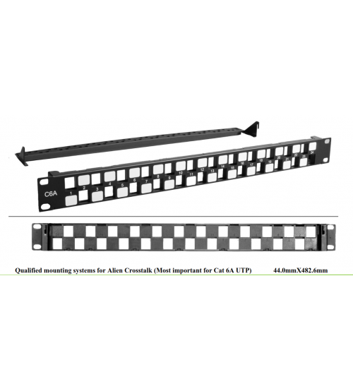 BNET 24 PORT STAGGERED PATCH PANEL 19"/1U BLACK FOR 24x RJ45 KEYSTONE ...